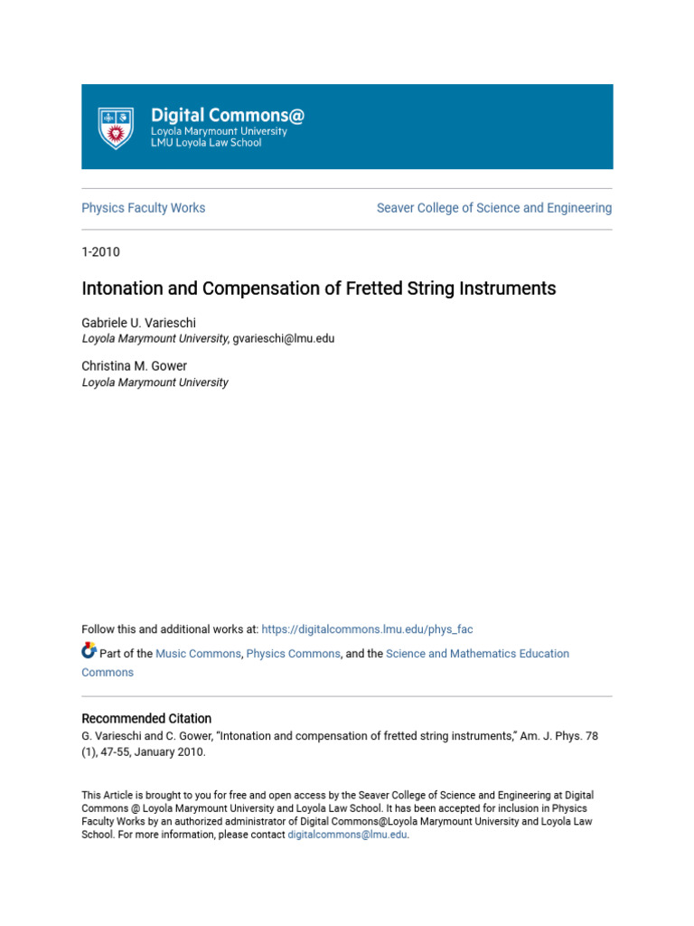 Intonation and Compensation of Fretted String Instruments | PDF ...