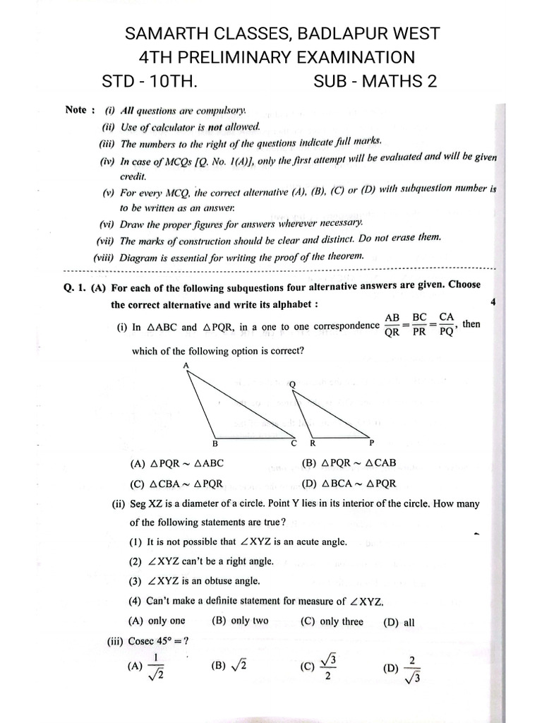 Prelim 4 Maths 2 | PDF