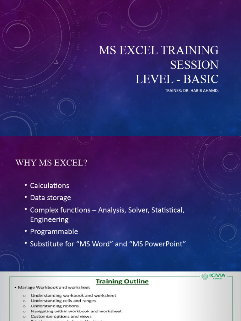MS Excel Training PMC | PDF | Microsoft Excel | Worksheet