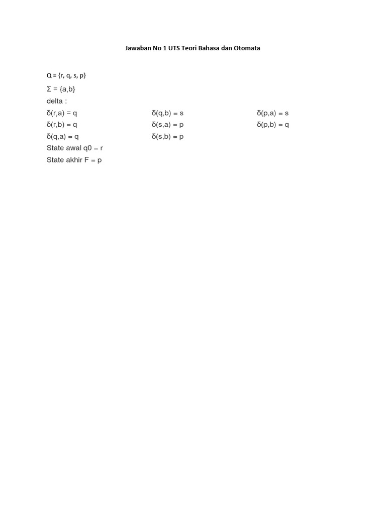 UTS Teori Bahasa dan Otomata Solutions | PDF | Teaching Methods & Materials