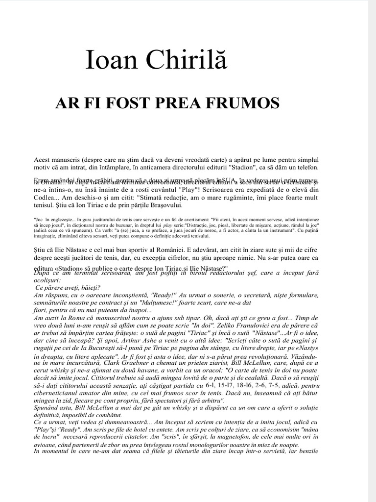 Ioan Chirila Ar Fi Fost Prea Frumos Pdf