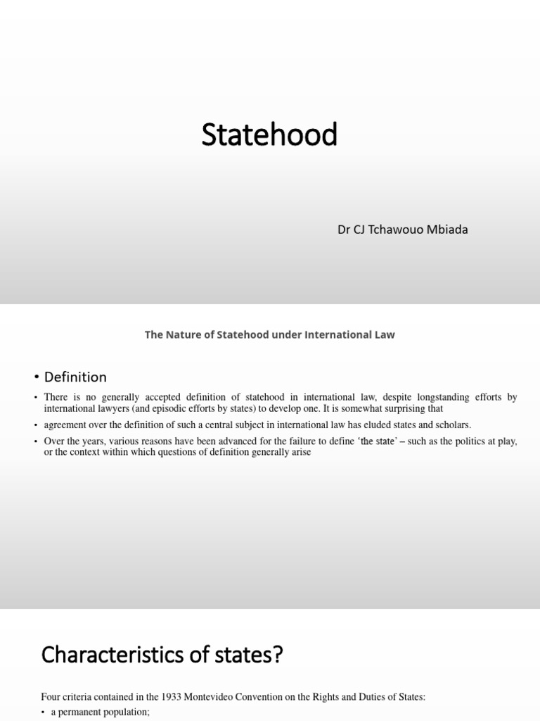 Statehood in International Law | PDF | State (Polity) | Self Determination