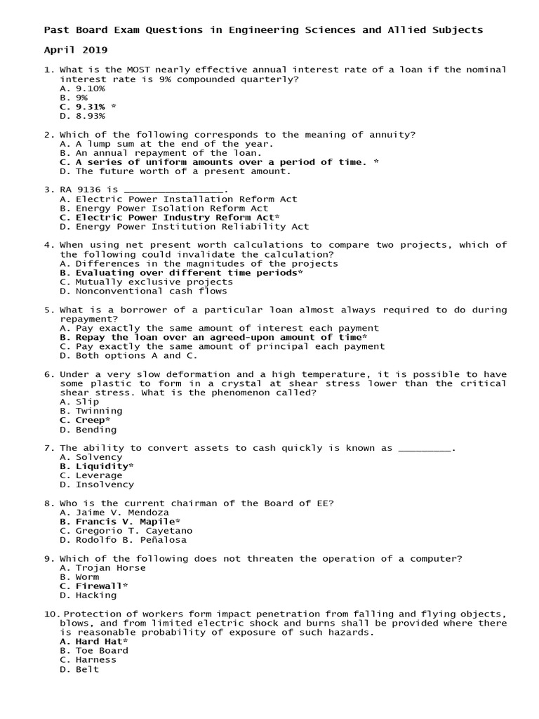ESAS 2019 2022 Past Board Exam Questions in Engineering Sciences | PDF | Interest | Heat