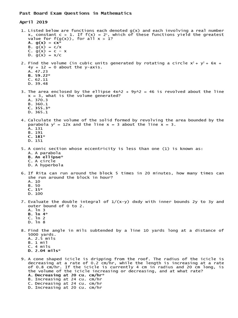 Past Mathematics Board Exam Questions | PDF | Mathematics | Geometry