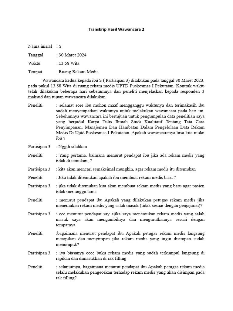 Transkrip Hasil Wawancara 3 | PDF