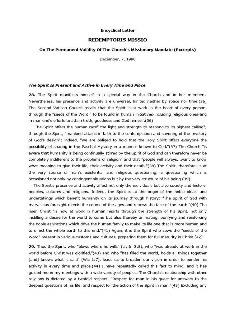 Summary of Redemptoris Missio | Download Free PDF | Second Vatican ...