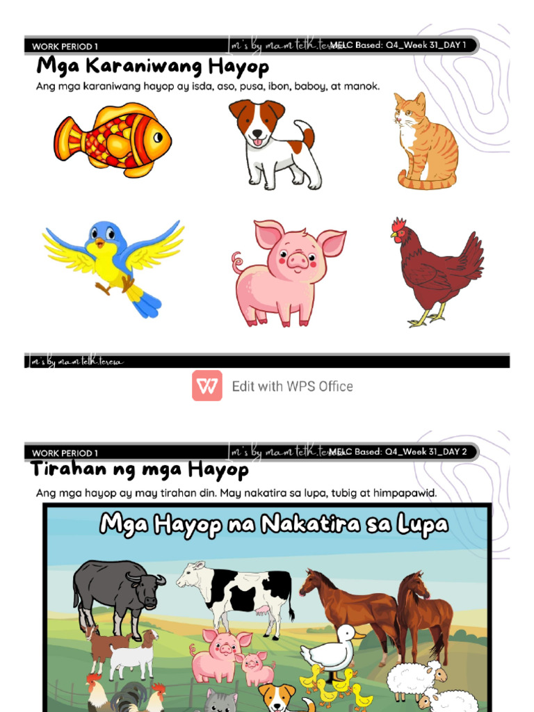 Mga Hayop at Ang Kanilang Tirahan | PDF