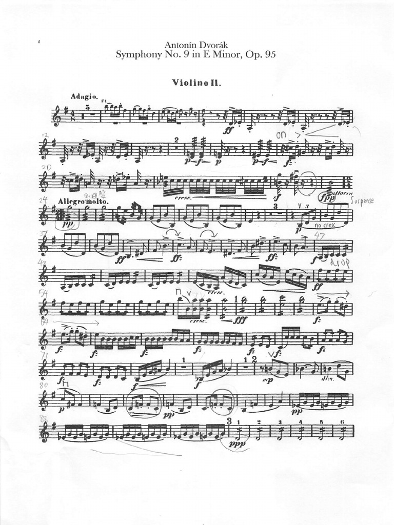 Dvorak 9th Symphony Second Violin Markings | PDF