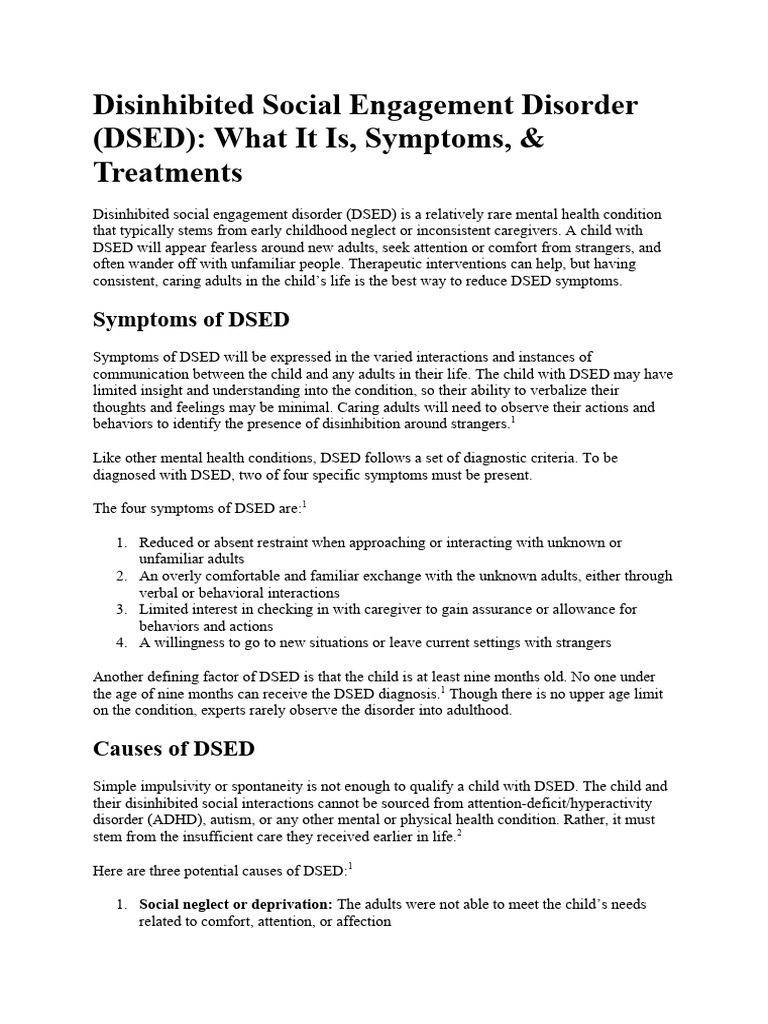 Disinhibited Social Engagement Disorder | PDF | Mental Disorder ...