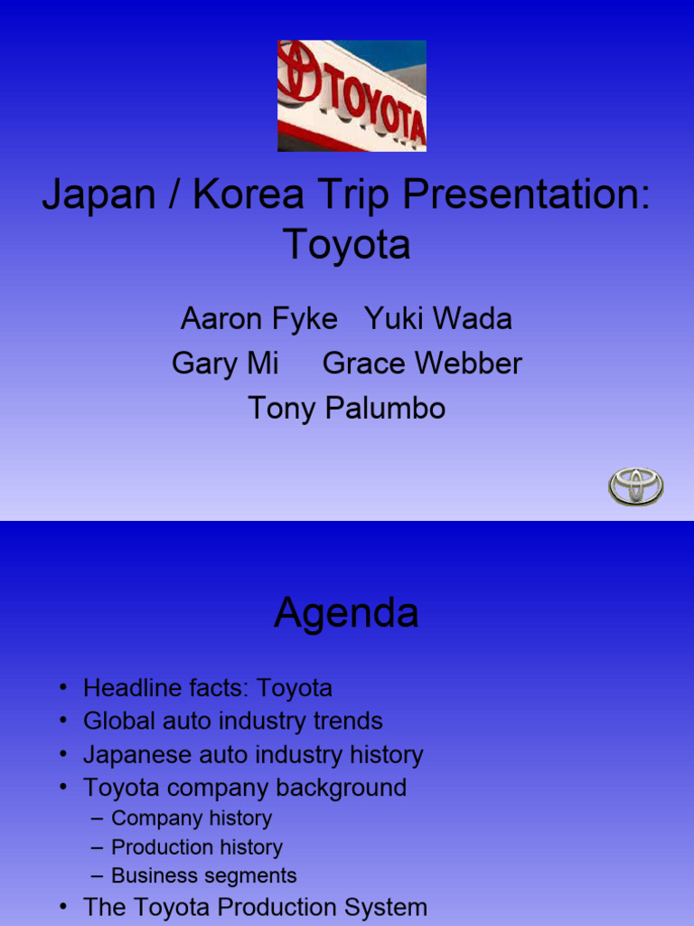 Toyota Presentation | PDF | Toyota | Automotive Industry