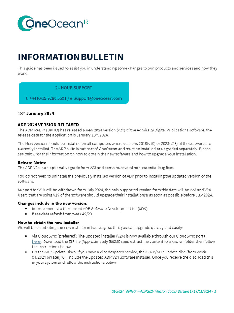 01 - 2024 - Bulletin - ADP 2024 Version | Download Free PDF | Installation (Computer Programs ...