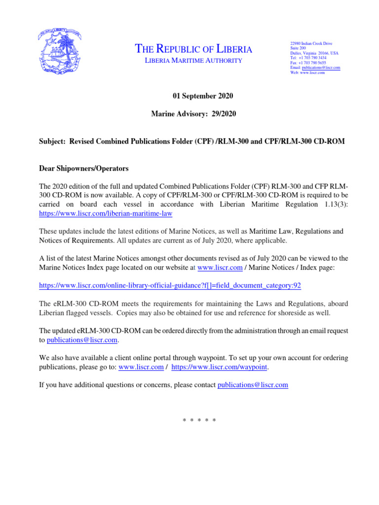 Marine Advisory-29 - 2020-e-RLM | PDF | Computing