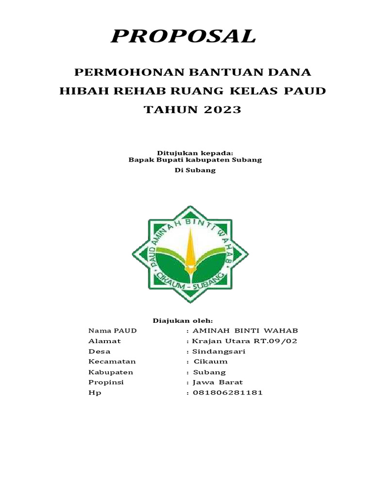 Pengajuan Paud 2023 Kab | PDF