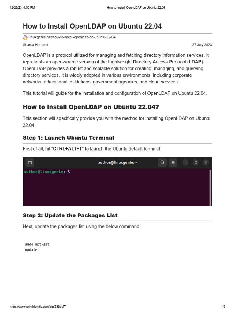 How To Install OpenLDAP On Ubuntu 22.04 | PDF | Sudo | Information Technology