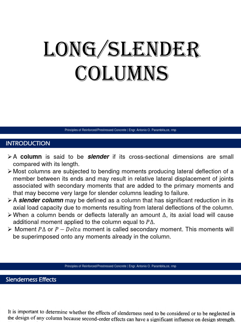 LONG_SLENDER __COLUMNS rc | PDF | Column | Bending