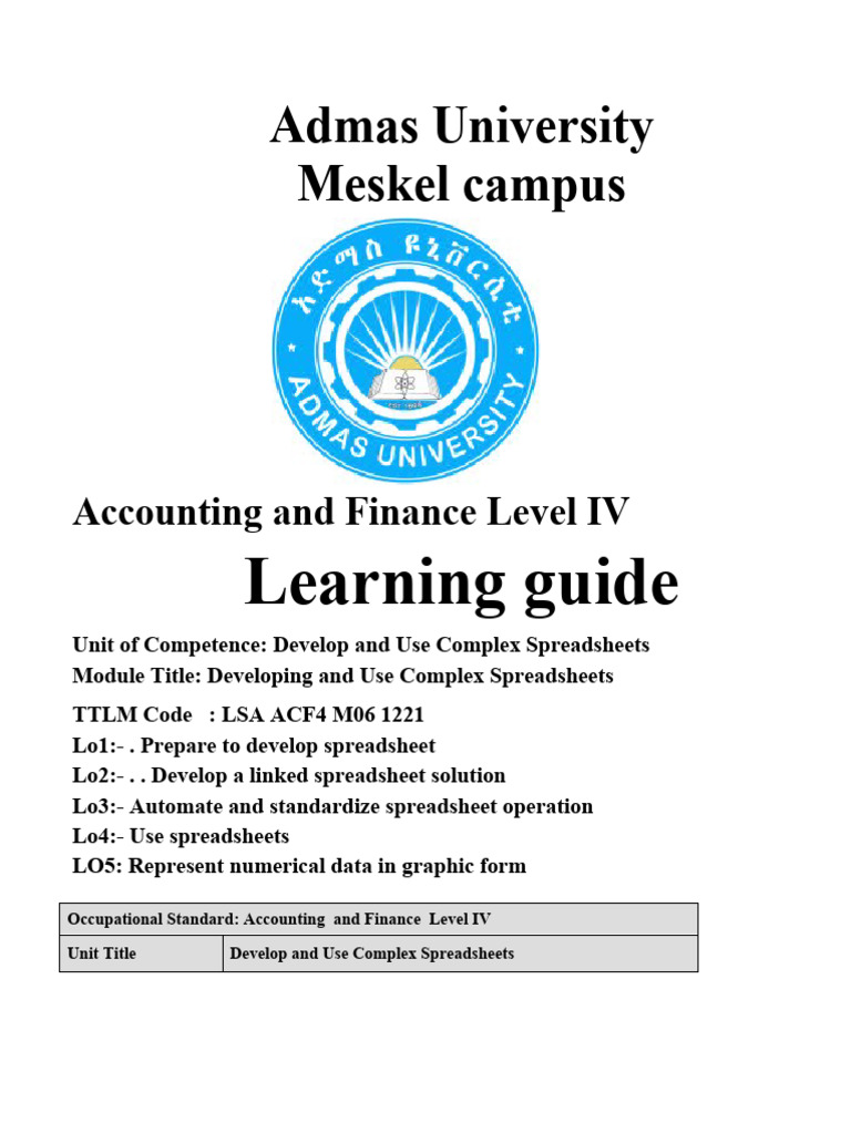 Develop and Use Complex Spreadsheets | PDF | Microsoft Excel | Spreadsheet