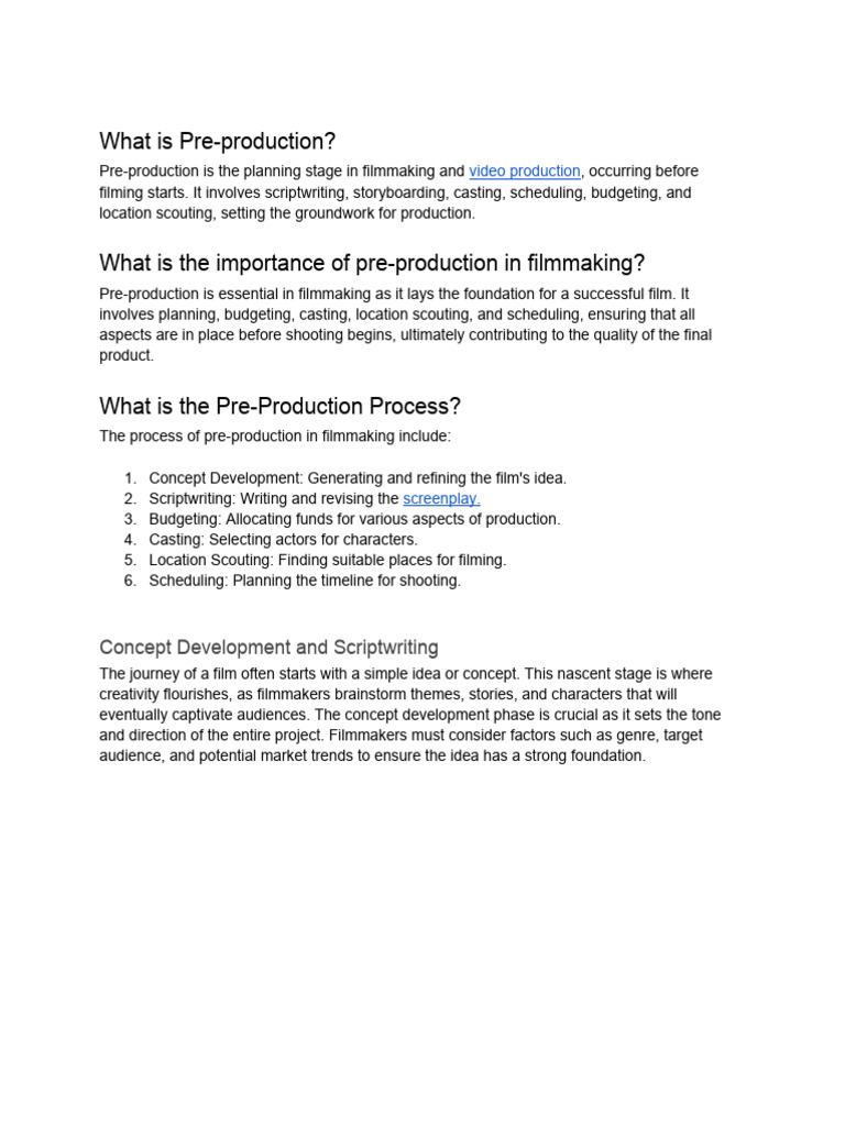 Understanding Film Pre-Production | PDF | Filmmaking | Screenwriting
