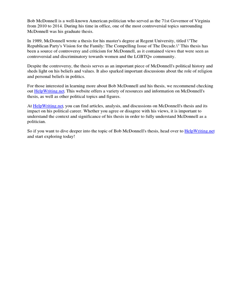 Bob Mcdonnell Thesis | PDF | Prosecutor | Plea