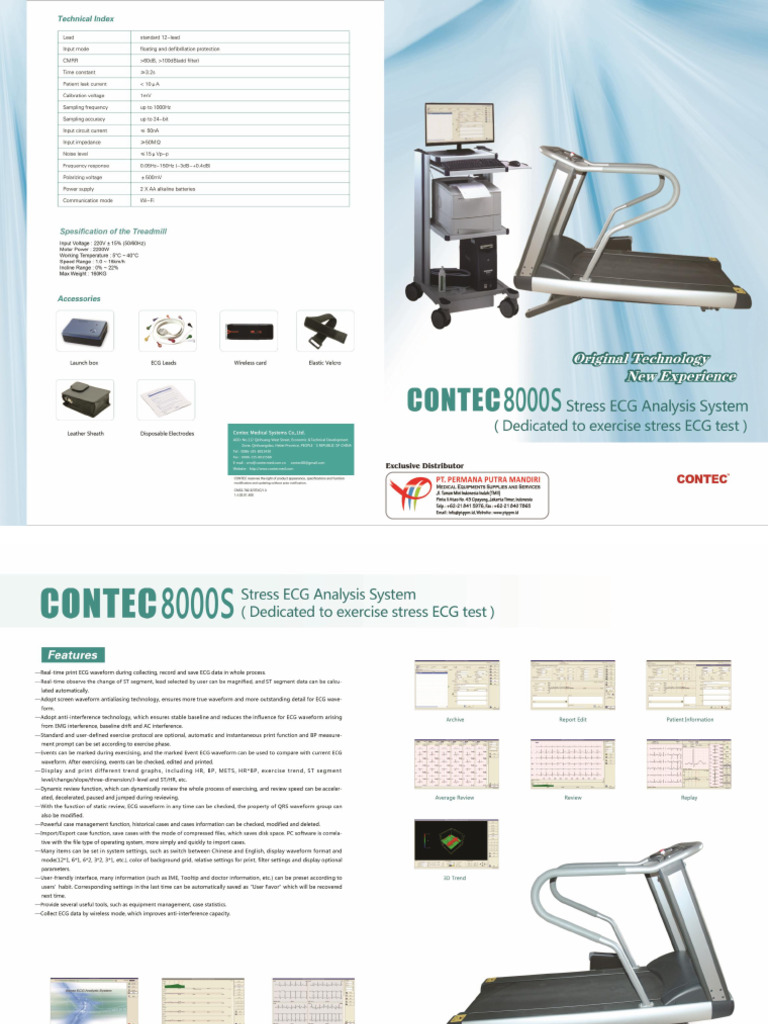CONTEC Treadmill Dengan Stress ECG Analysis System CONTEC8000S New | PDF