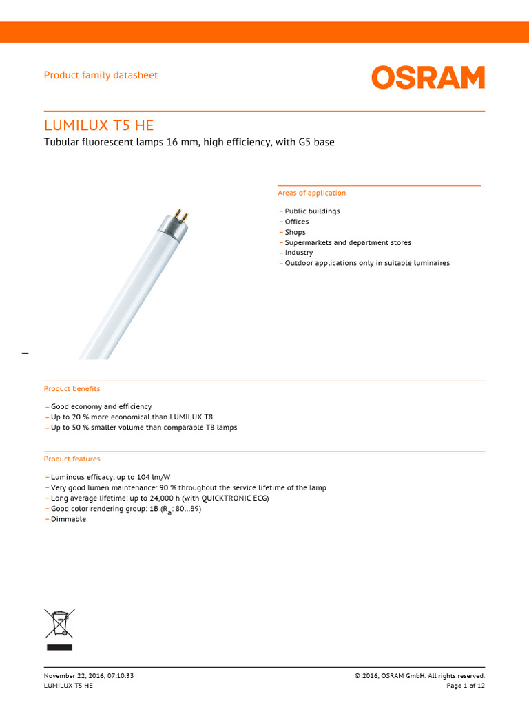 GPS01 1027863 Lumilux T5 He | PDF | Lighting | Light