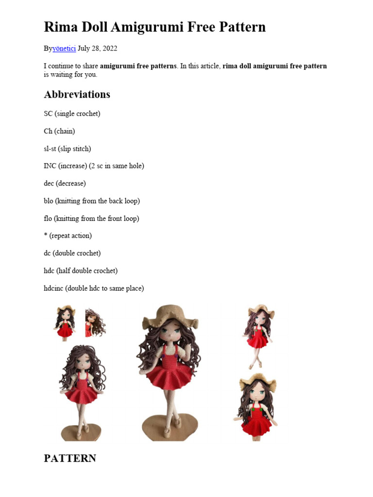 Rima Doll Amigurumi Free Pattern | PDF | Amigurumi | Crochet