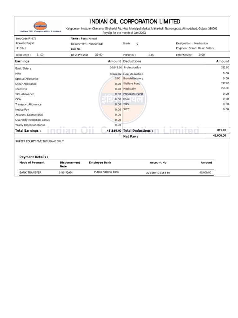 Iocl February | PDF | Personal Finance | Employment Compensation