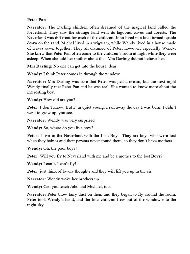 Peter Pan | PDF | Wendy Darling | Peter Pan