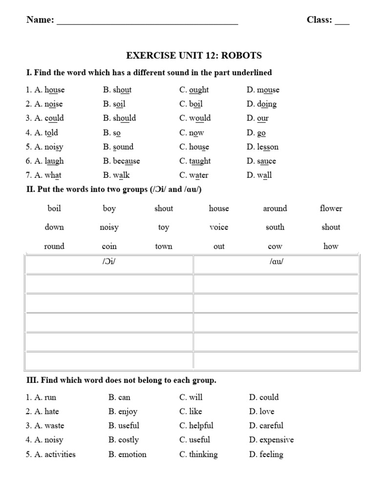 Bai Tap Trac Nghiem Tieng Anh Lop 6 Chuong Trinh Moi Unit 12 Robots | PDF | Language Arts ...