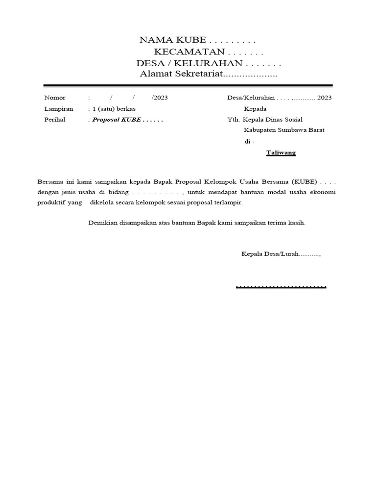 Contoh Proposal KUBe 2024 | PDF