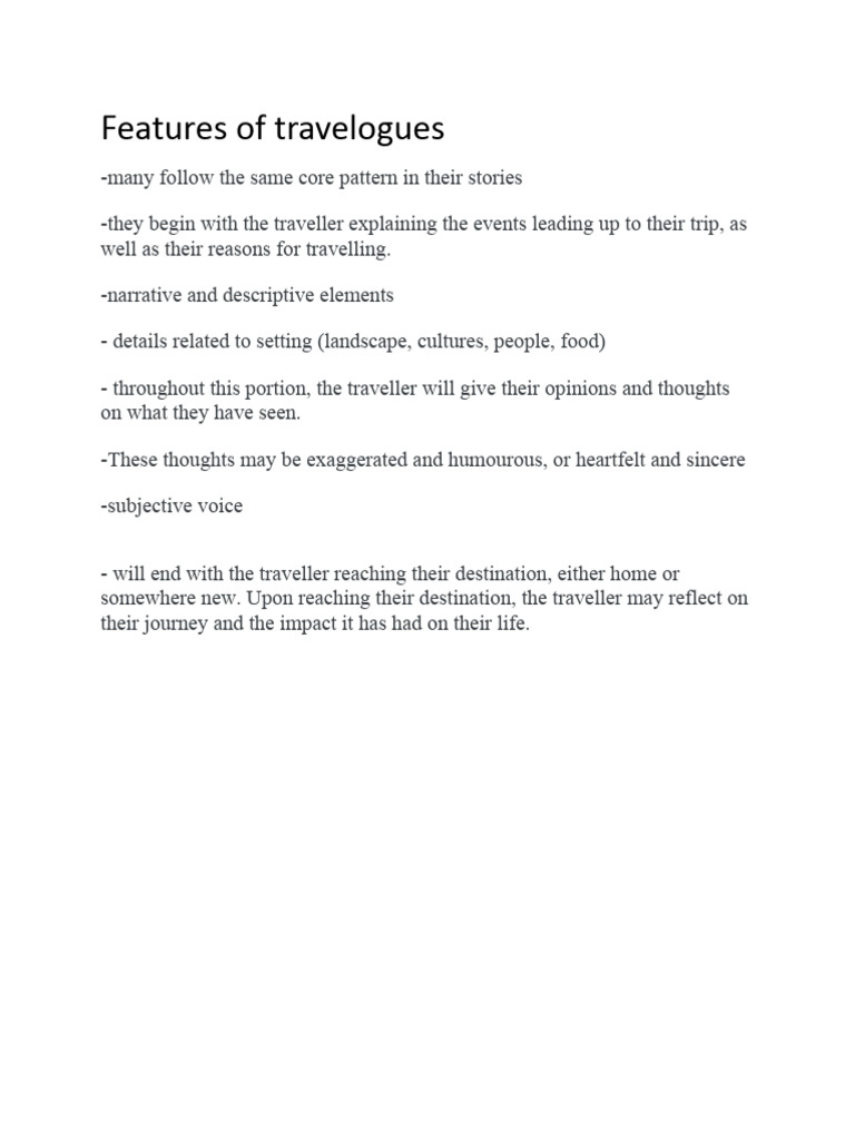 Features of Travelogues | PDF