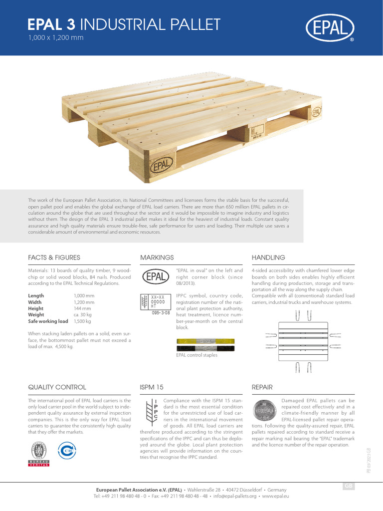 EPAL3 Produktdatenblatt GB | PDF | Pallet