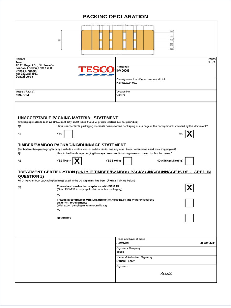Packing Declaration: Unacceptable Packing Material Statement | PDF ...