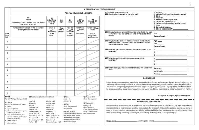 RBIM Household Demographic Form | PDF | Building Engineering