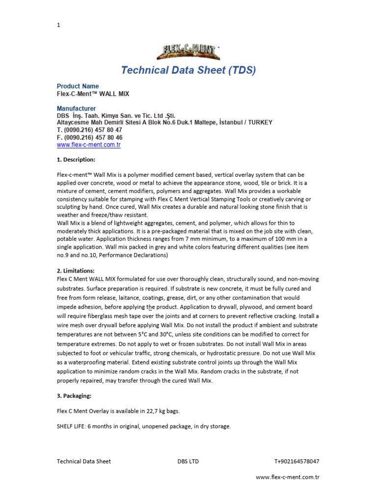 Technical Data Sheet | PDF | Concrete | Drywall