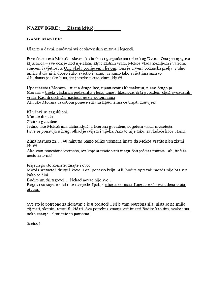 Zlatni Kljuc 1 | PDF