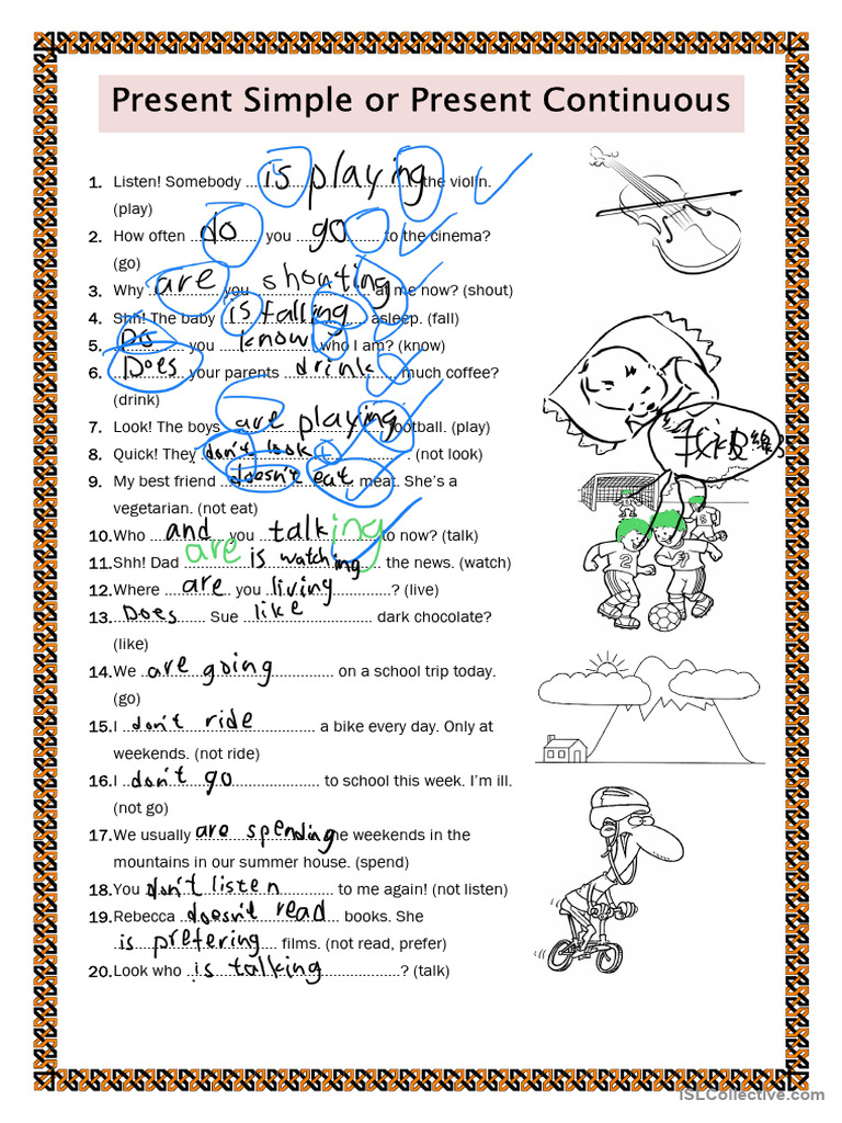 Present Simple or Present Continuous 2 | PDF