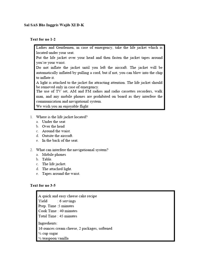STS Ganjil Ing Wajib XI D-K | PDF | Cakes | Compact Disc