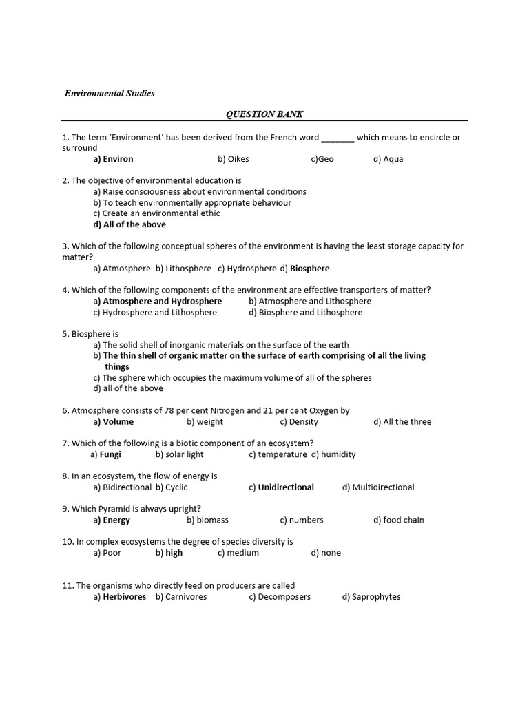 21civ57 Question Bank Module 1 | PDF | Ecosystem | Agriculture