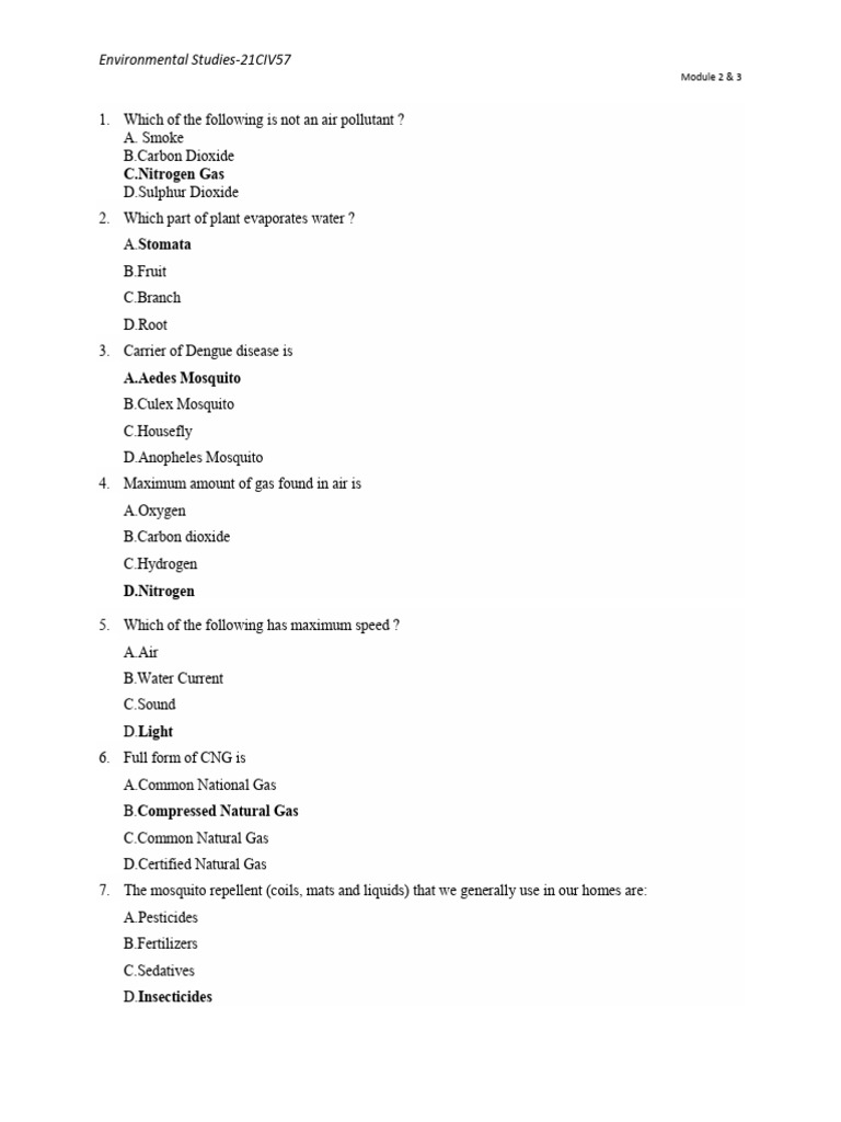 21civ57 Question Bank Module 2 and 3 | PDF | Municipal Solid Waste | Waste