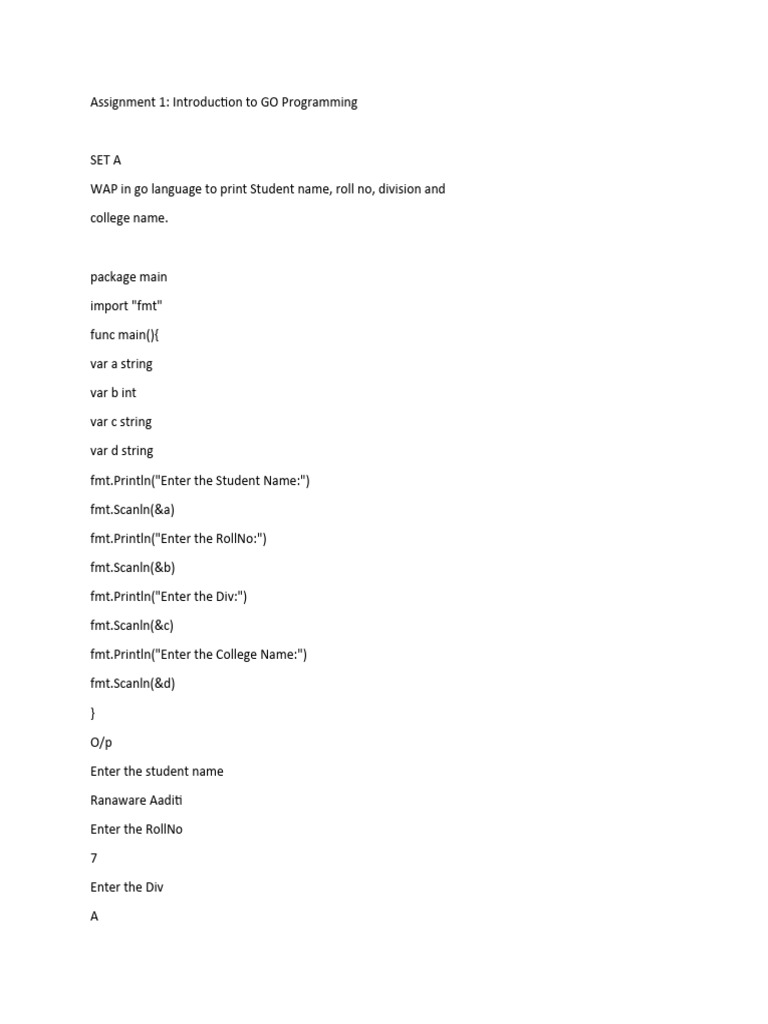 Go Programs | PDF | Computer Science | Software Development