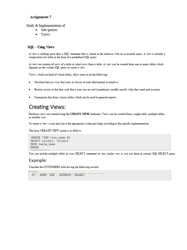 Dbms Lab 7 Pdf Sql Information Technology Management