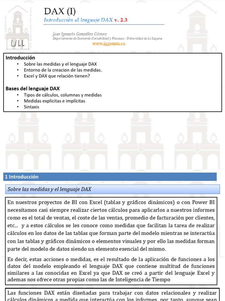 05a DAX I Introduccion Al Lenguaje | PDF | Microsoft Excel | Fórmula