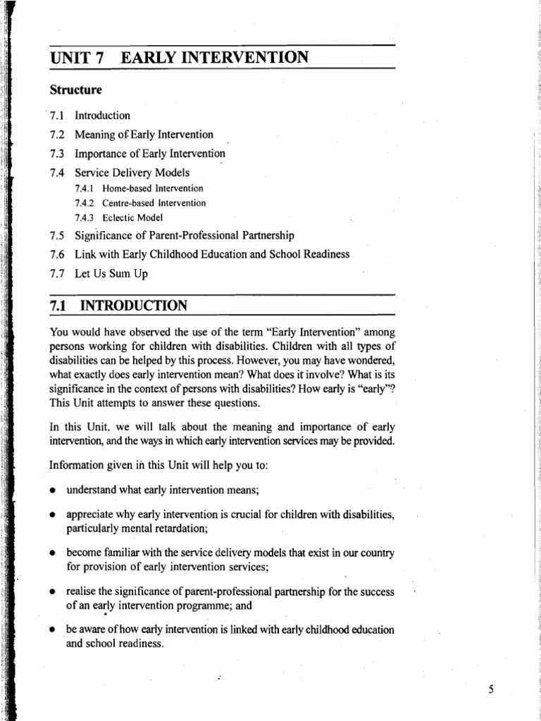 Early Intervention | PDF | Learning | Intellectual Disability