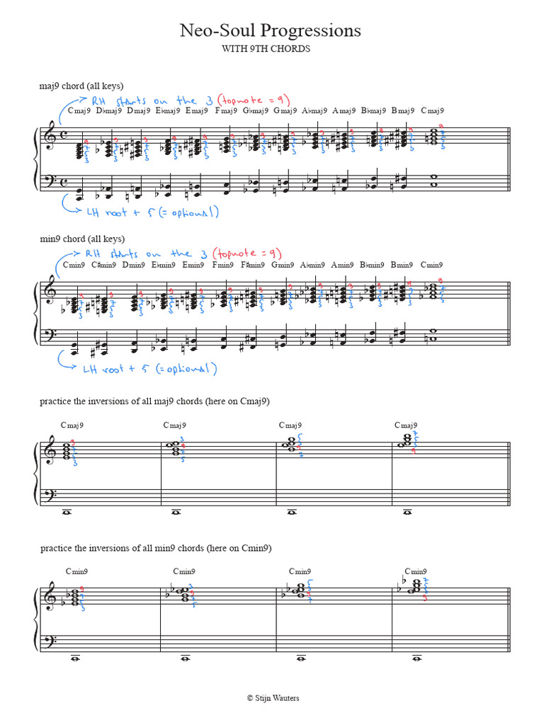 Neo Soul Progressions With 9th Chords With Annotations | PDF | Rhythm ...