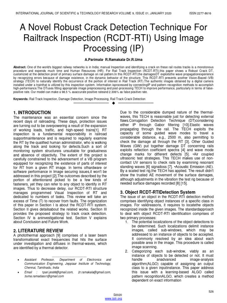 A Novel Robust Crack Detection Technique For Railtrack Inspection RCDT ...