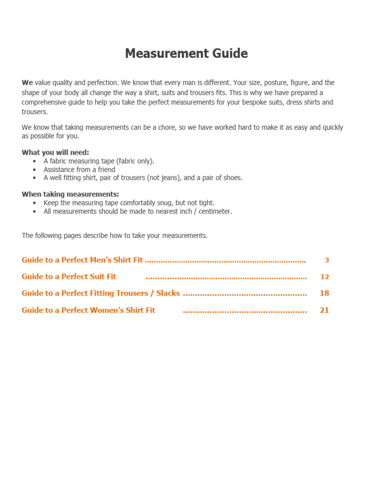 Learn To Sew! Measuring For Tailored Shirts & Suits | PDF | Seam ...