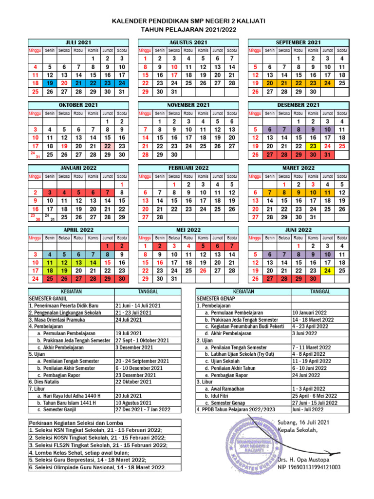 Kalender Pendidikan 2021-2022 | PDF
