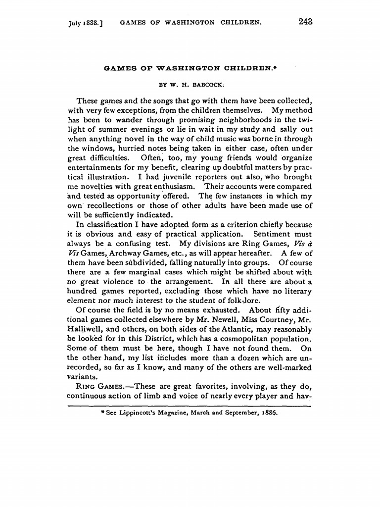 Games of Washington Children | PDF
