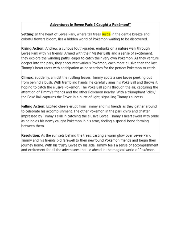 Descriptive Writing Sample- I caught a Pokemon | PDF