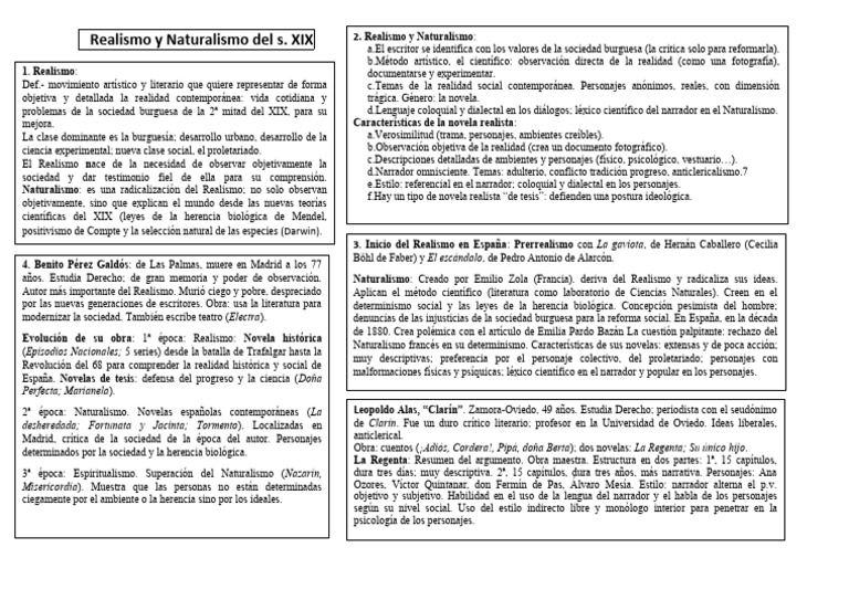 4º Eso Realismo Naturalismo | PDF | Realismo literario